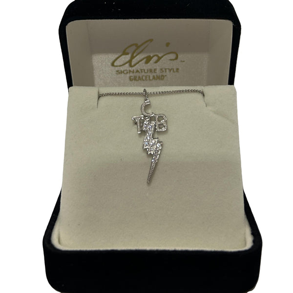 Elvis Signature Style: Sterling Silver Medium TCB Necklace with CZS ...