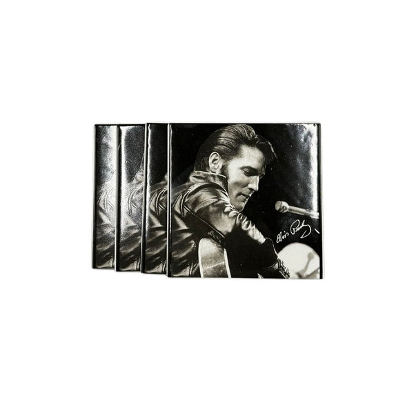 Elvis '68 Special Black Leather Coaster Set - Graceland Official Store