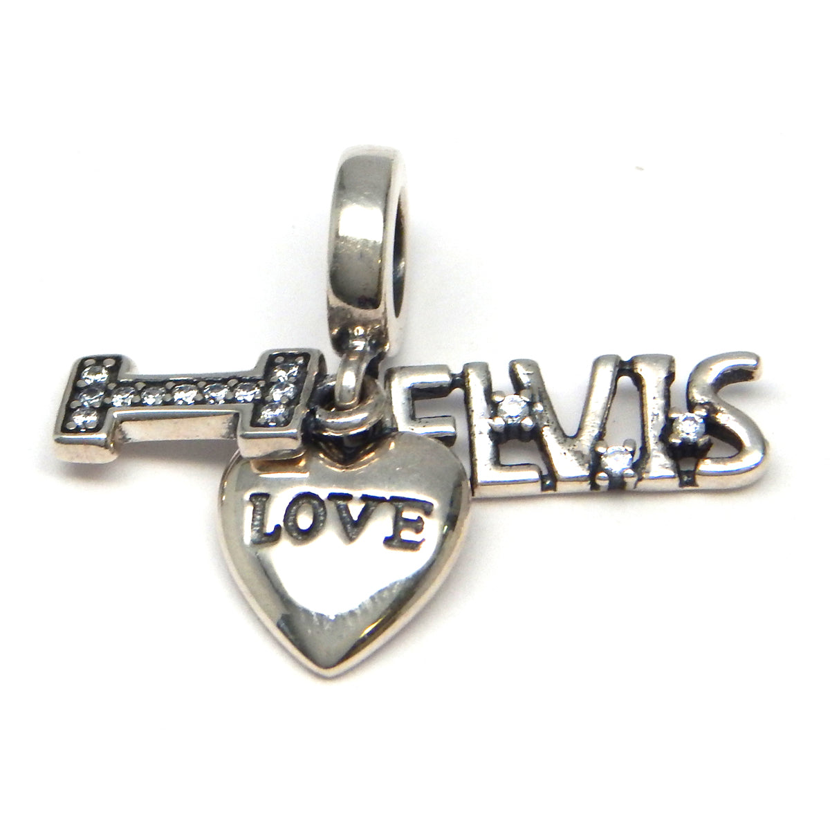 Sterling Silver I Heart Elvis Dangle Charm - Graceland Official Store