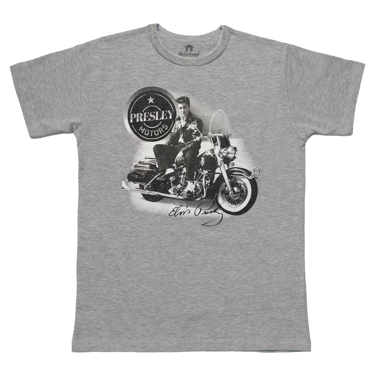 Presley Motors Elvis On Motorcycle T-Shirt - Graceland Official Store